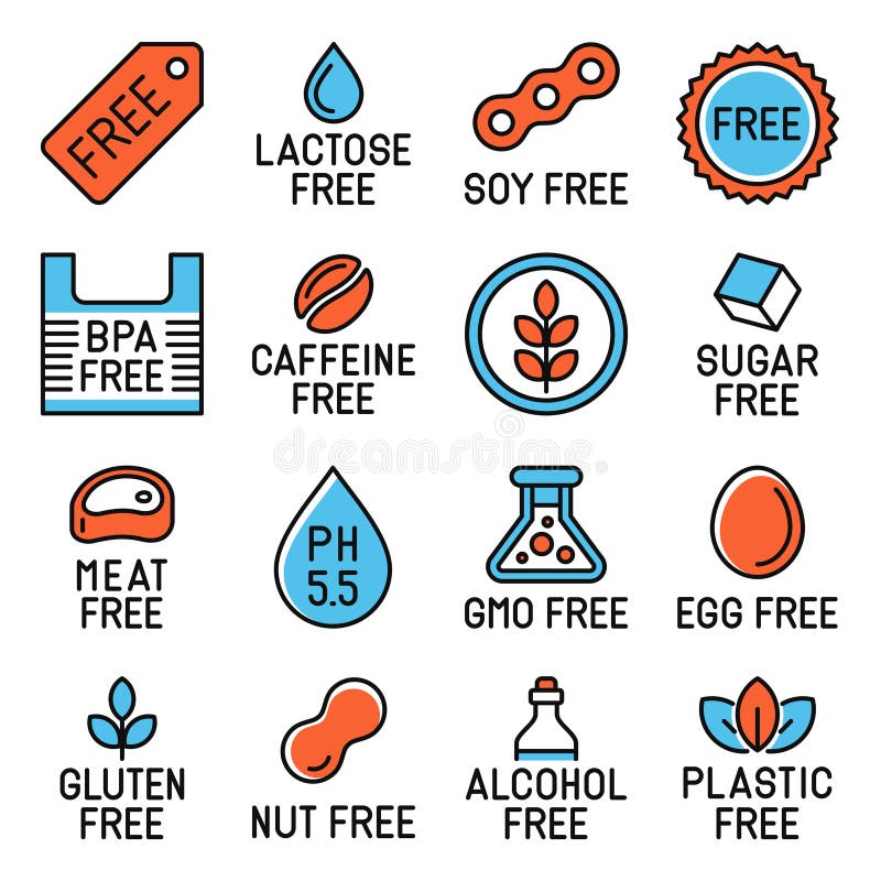 Ingredients Icons No Sugar Stock Illustrations – 12 Ingredients Icons ...