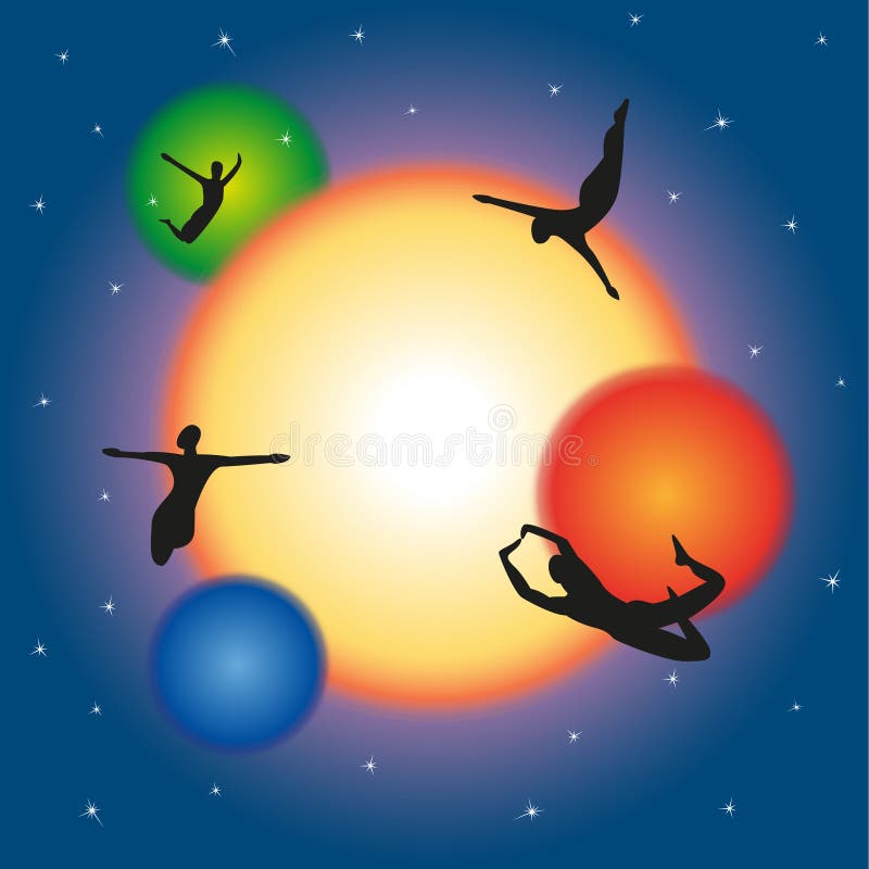 Free Movement and Levitating in Space. Stock Vector - Illustration of ...