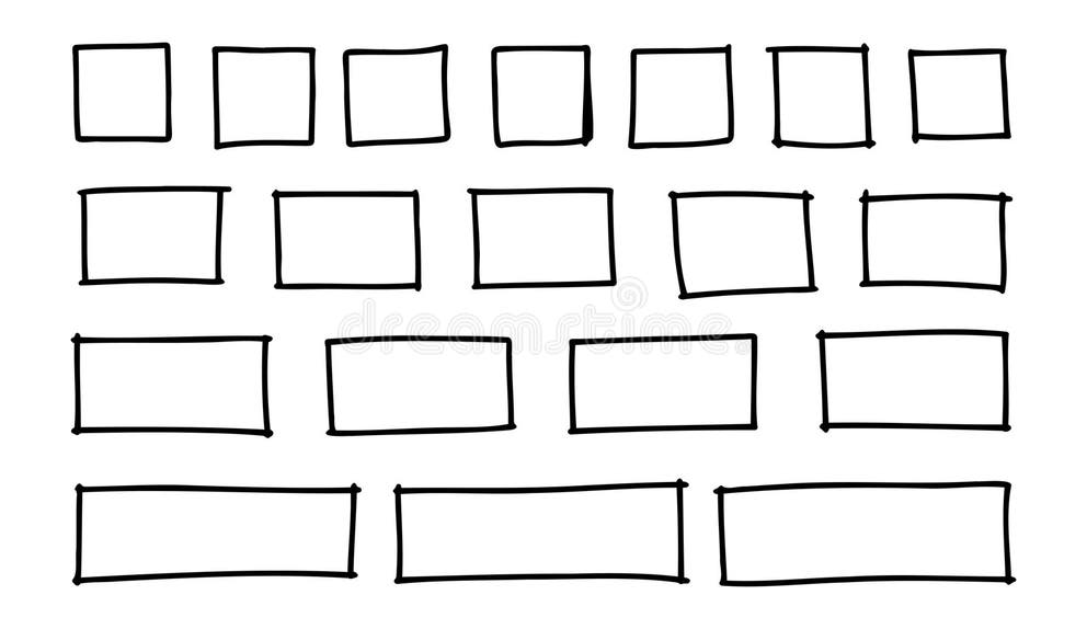 Free Outline Hand Drawn Vector Squares, Rectangles Different Sizes ...