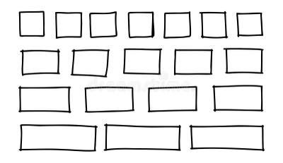 Free Outline Hand Drawn Vector Squares, Rectangles Different Sizes. Scribble Rectangular Frames ...