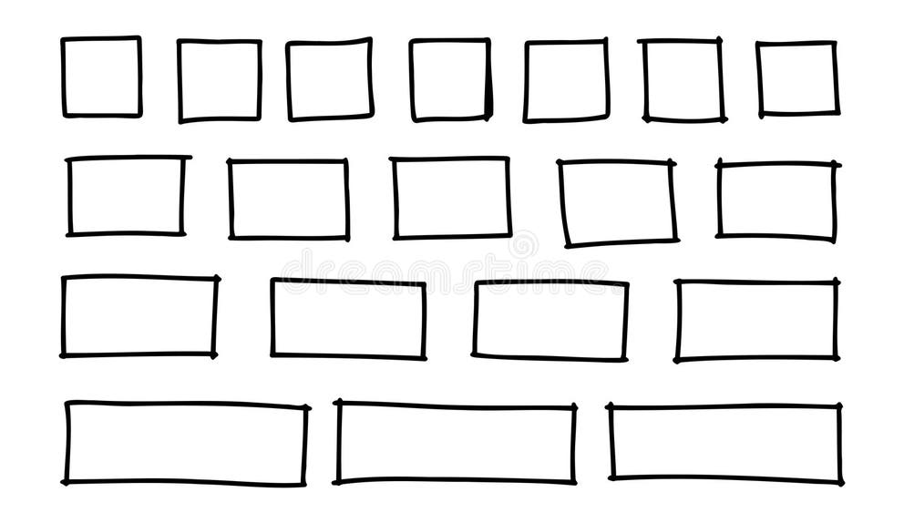 Free Outline Hand Drawn Vector Squares, Rectangles Different Sizes ...
