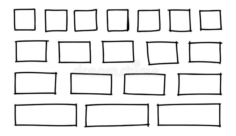Free Outline Hand Drawn Vector Squares, Rectangles Different Sizes. Scribble Rectangular Frames ...
