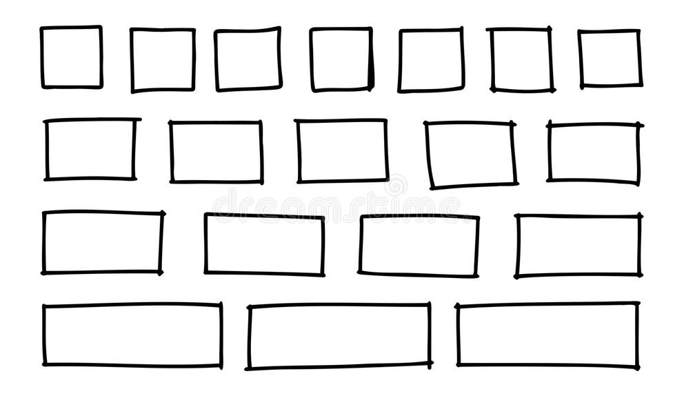 Free Outline Hand Drawn Vector Squares, Rectangles Different Sizes ...