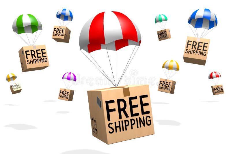 Free Package Shipping Concept - 3D Rendering Stock Illustration ...