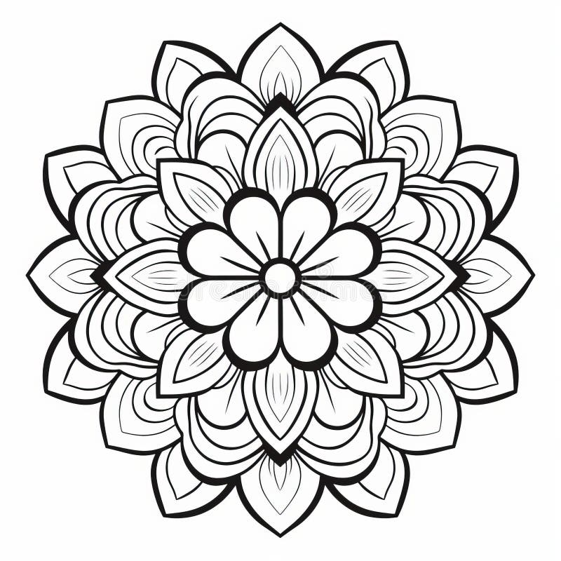 Free Printable Floral Mandala Adult Coloring Pages Stock Illustration