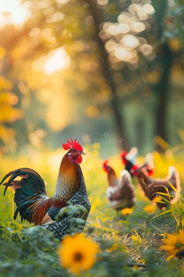 Free-range Chicken on an Organic Farm Freely Grazing Stock Image ...