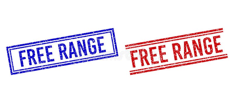 Rubber Textured FREE RANGE Stamps with Double Lines Stock Vector ...