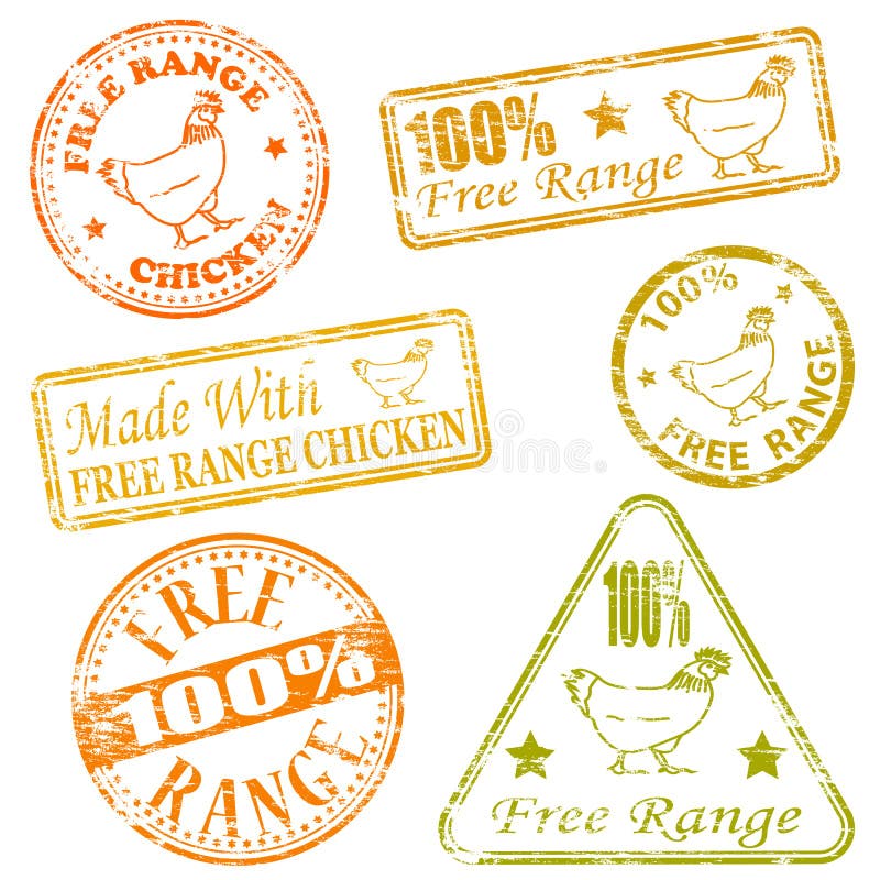 Vector Illustration. Set of Vector Labels: Free Range Chicken Stock ...