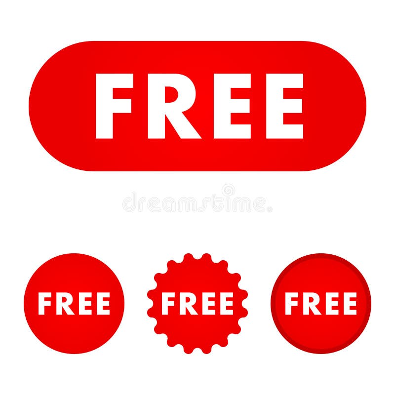 Free Red Button. Free Icon. Free Sign. Stock Illustration ...