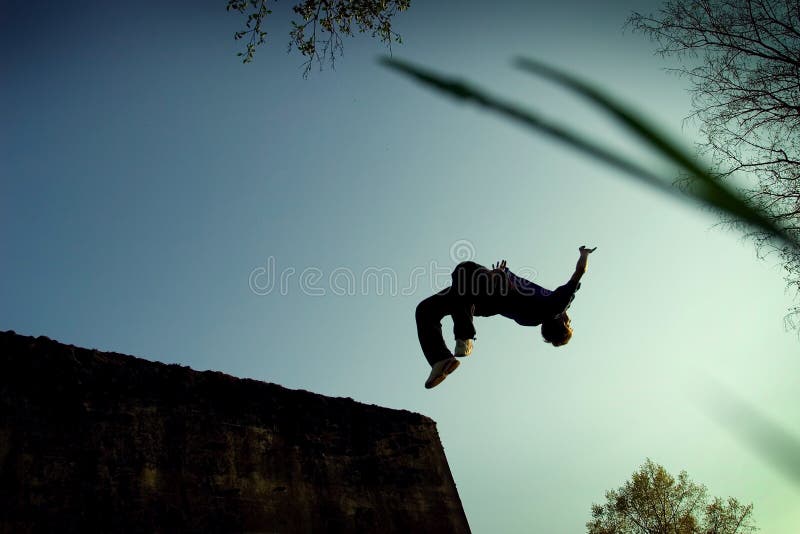 Free running stock photo. Image of back, flipping, jumping - 5177706