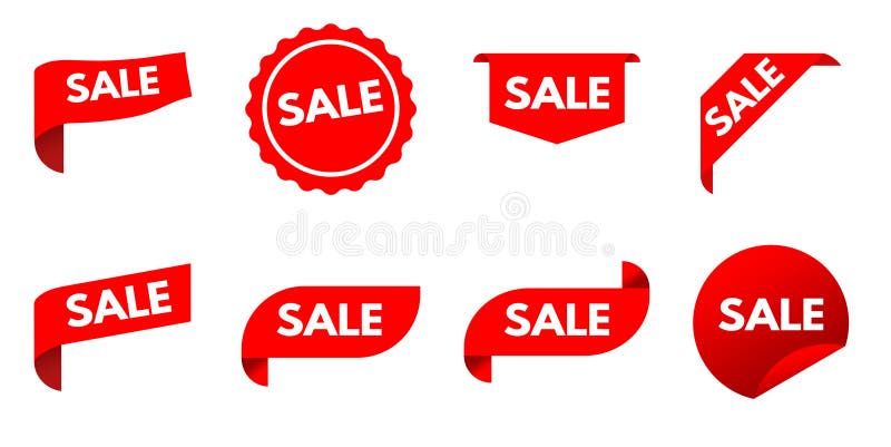 Free - Set of Red Stickers, Labels Red Stock Vector - Illustration of ...