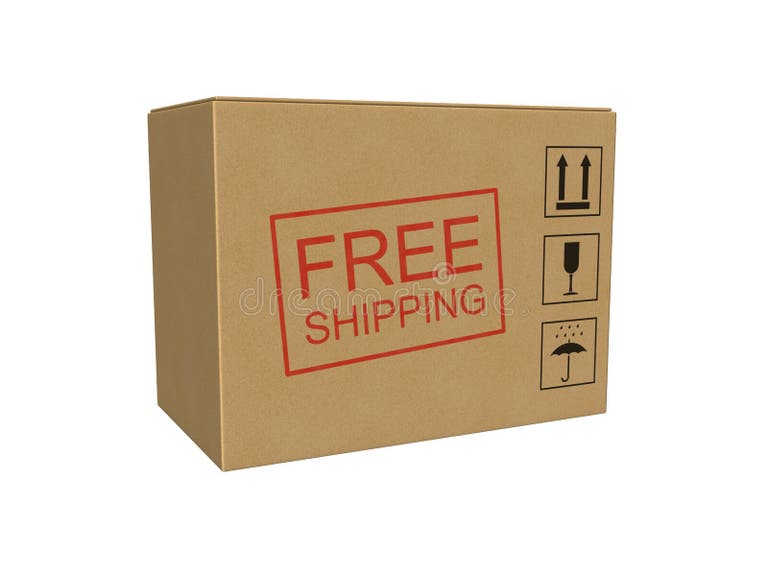 Free Shipping Box Isolated on the White Background Stock Photo - Image ...