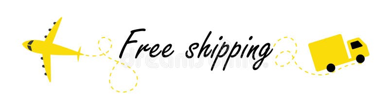 Free Shipping Horizontal Illustration with Flying Airplane and Van ...