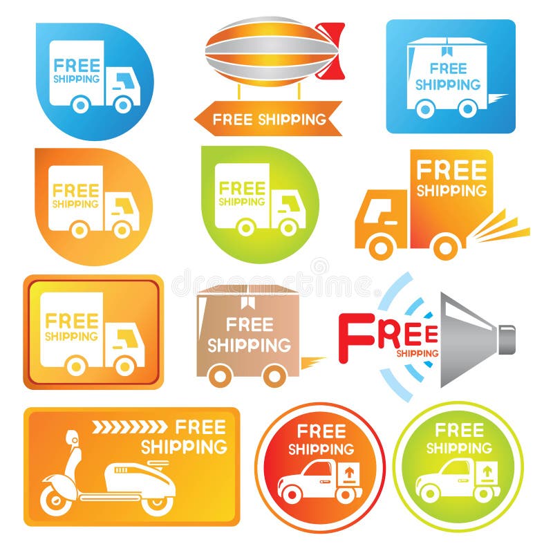 Free Shipping Badges stock vector. Illustration of shipping - 35172857