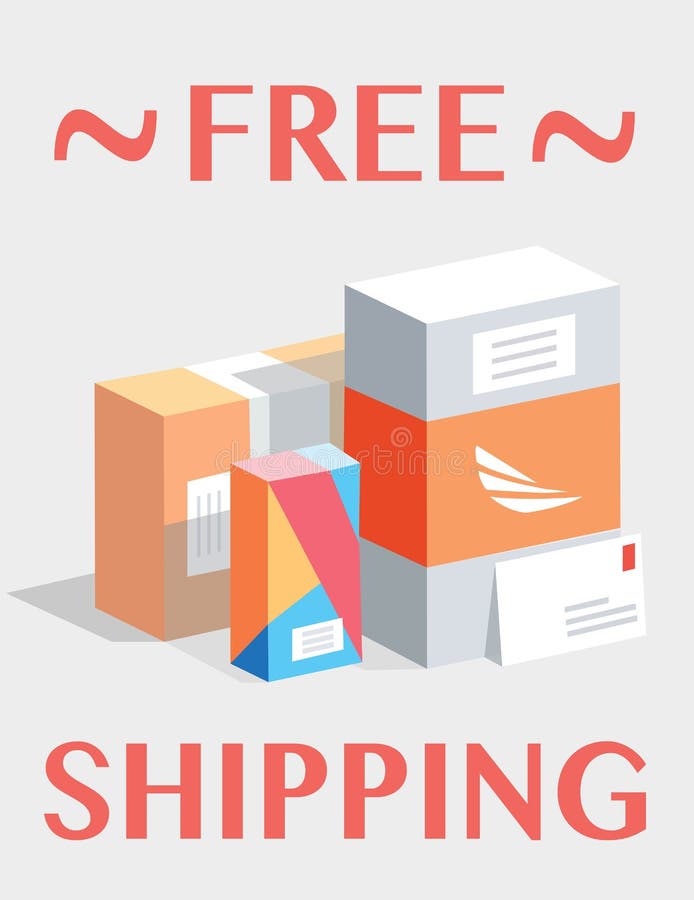 Free Shipping. Mail Boxes, Packages Stock Vector - Illustration of card ...