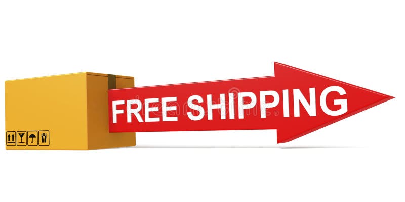 Free Shipping Text on the Cardboard Box Isolated Stock Illustration ...