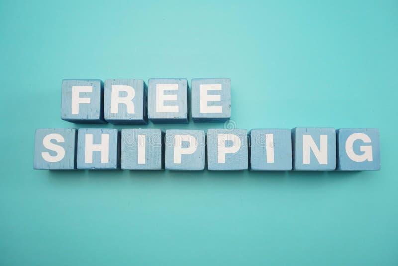 Shipping Word and Icons Engraved on a Wooden Cubes, Isolated on Black ...