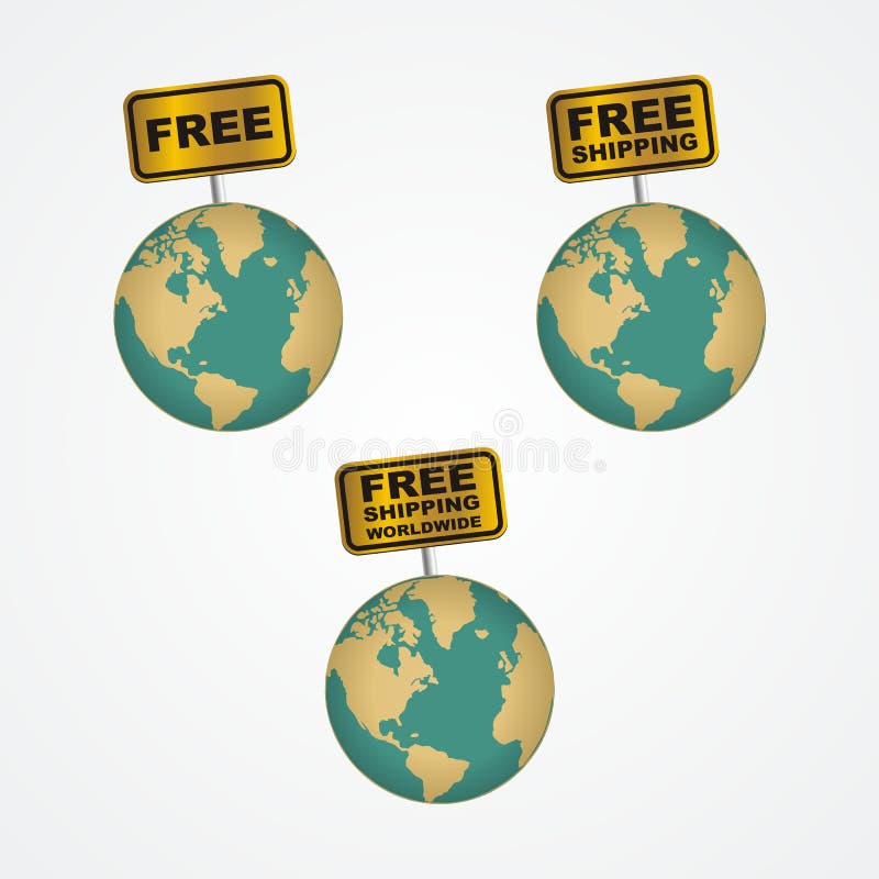 Free Shipping Worldwide Icon Sets Stock Illustration - Illustration of ...