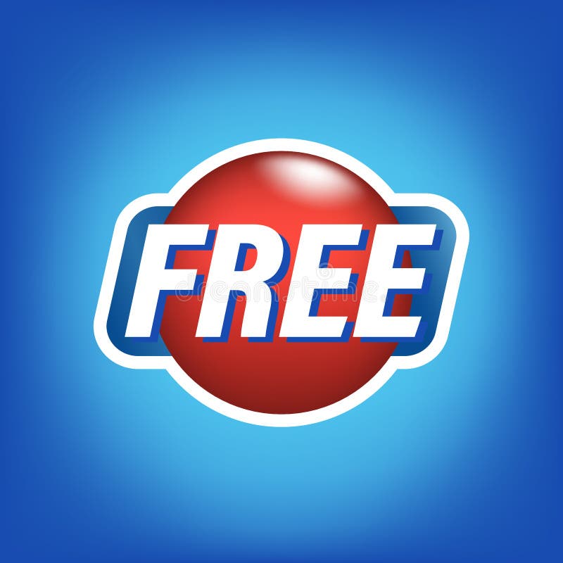 Free Shopping Sticker, Round Red Tag with Text Vector Illustration ...