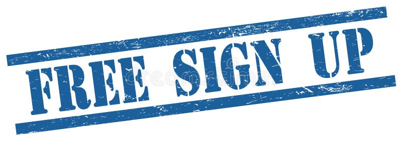 FREE SIGN UP Text on Blue Grungy Rectangle Stamp Stock Illustration ...