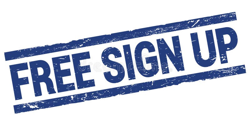 FREE SIGN UP Text on Blue Rectangle Stamp Sign Stock Illustration ...