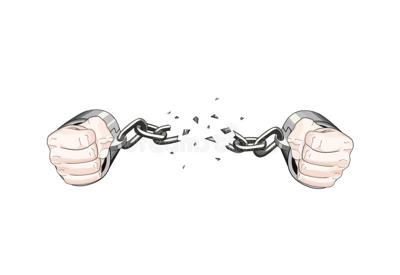 Free Slave Broken Handcuffs Chain. African Hands Stock Illustration ...
