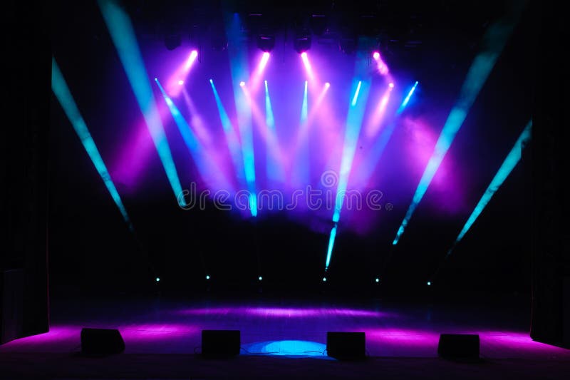 Free Stage with Lights, Lighting Devices. Night Show. Stock Image ...