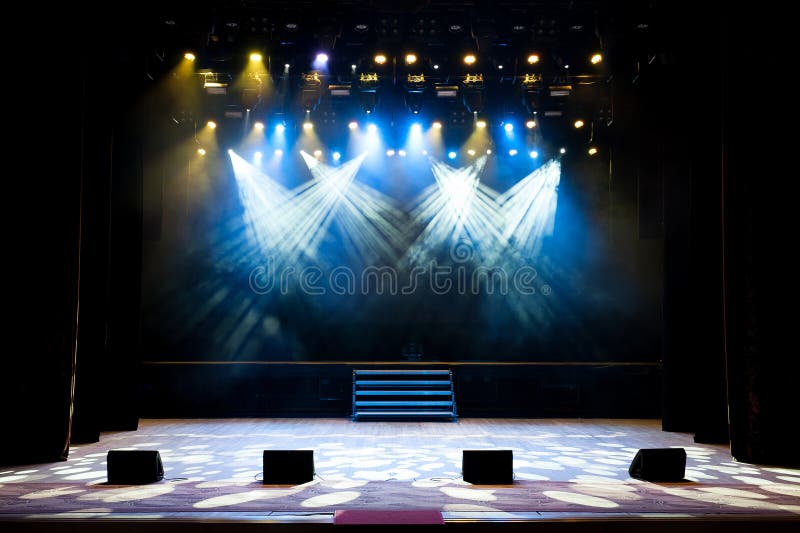 Free Stage with Lights, Lighting Devices. Night Show. Stock Photo ...