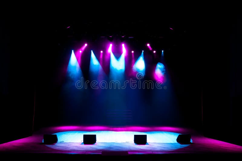 Free Stage with Lights, Lighting Devices. Night Show. Stock Image ...