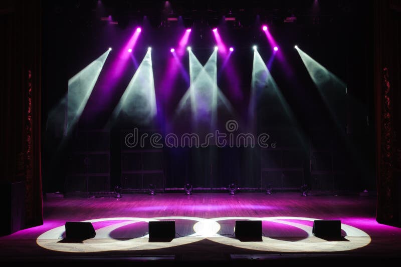 Free Stage with Lights, Lighting Devices, Colored Spotlights. Stock ...