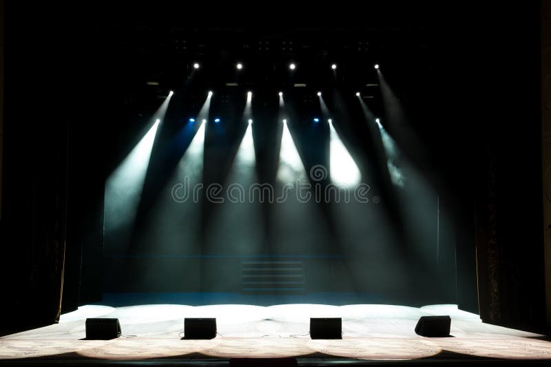 Free Stage with Lights, Lighting Devices. Night Show. Stock Image ...