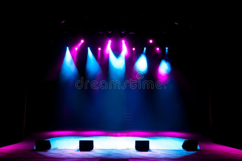 Free Stage with Lights, Lighting Devices. Night Show. Stock Image ...