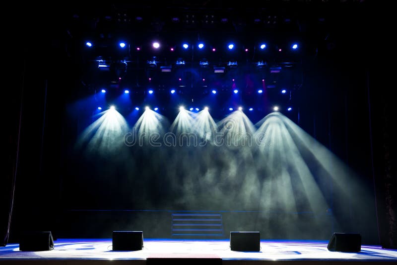 Free Stage with Lights, Lighting Devices. Night Show. Stock Image ...