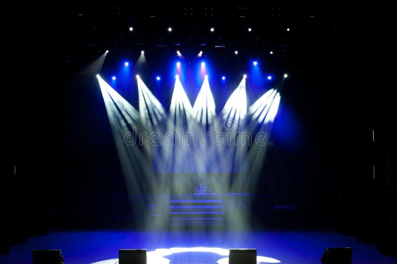 Free Stage with Lights, Lighting Devices. Night Show. Stock Image ...