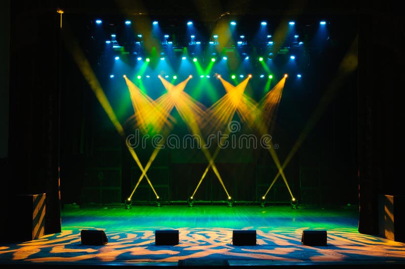 Free Stage with Lights, Lighting Devices. Night Show. Stock Image ...