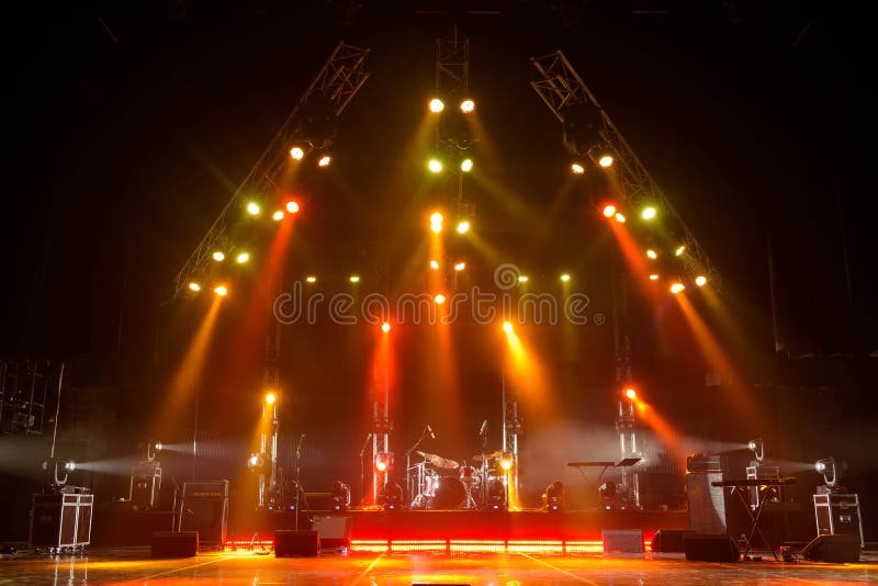 Free Stage with Lights, Lighting Devices. on a Free Srage. Stock Image ...