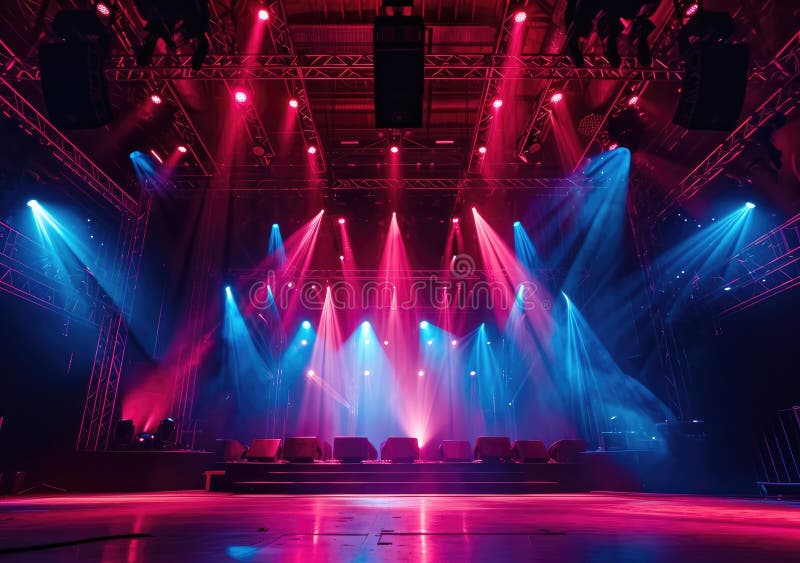 Free Stage with Lights Free Scene with Multi Colored Lighting Equipment ...