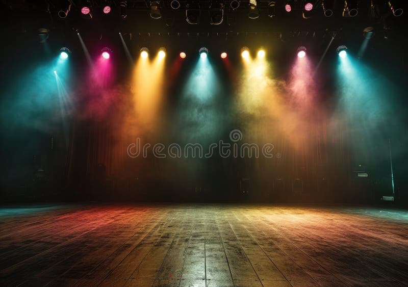 Free Stage with Lights Free Scene with Multi Colored Lighting Equipment ...