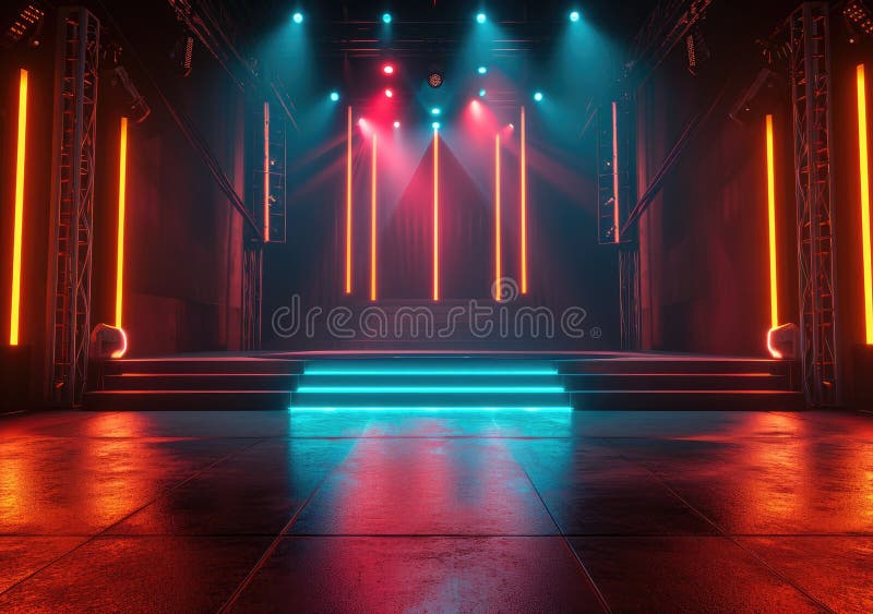 Free Stage with Lights Free Scene with Multi Colored Lighting Equipment ...
