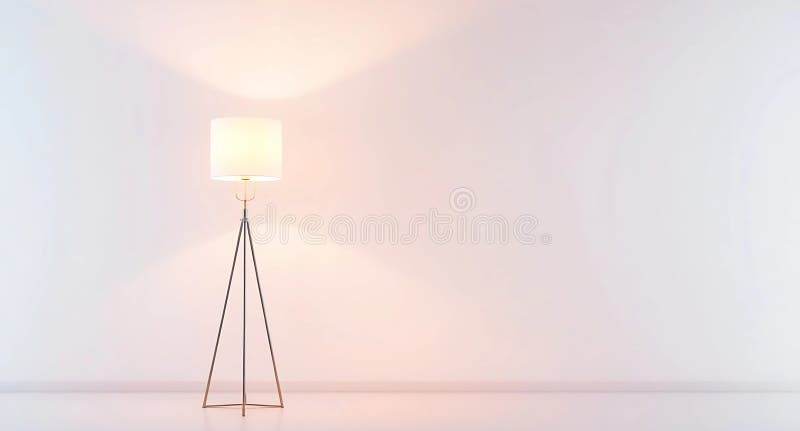 Free Standing Lamp in Room with White Wall Mock Up Stock Illustration ...