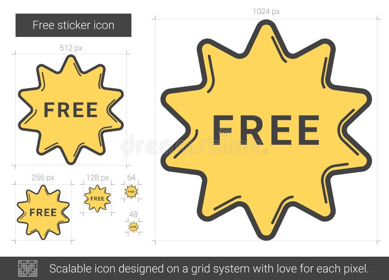 Free sticker line icon. stock vector. Illustration of drawing - 95108281