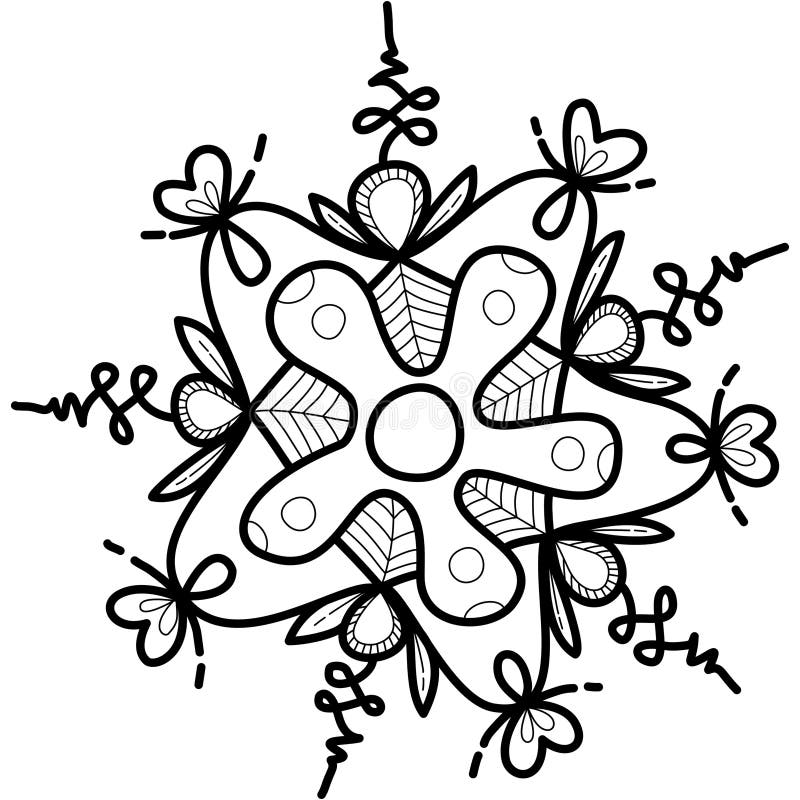 Hand Draw Mandala Pattern Black Lines Vector Stock Vector ...