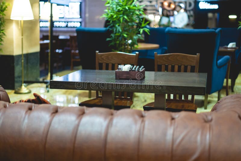 Free Table in Cozy Rich Restaurant. Interior F Stock Photo - Image of ...