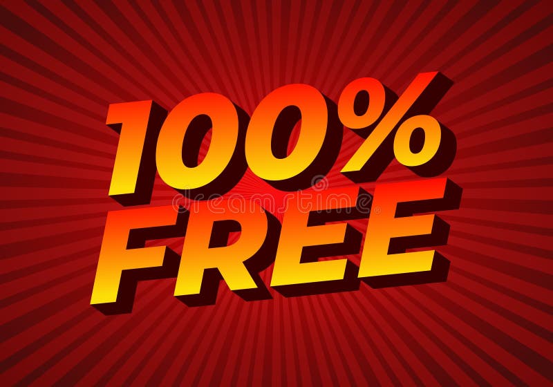 100 Free. Text Effect in Bold Font for Promotion Ads Stock Vector ...