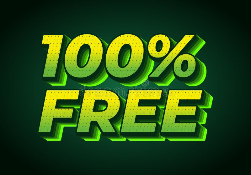 100 Free. Text Effect in Bold Font for Promotion Ads Stock Vector ...