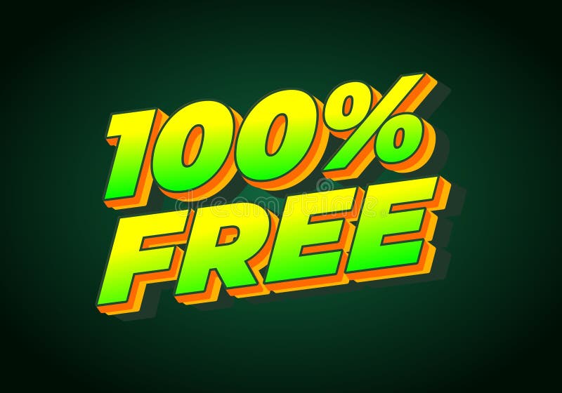 100 Free. Text Effect in Bold Font for Promotion Ads Stock Vector ...