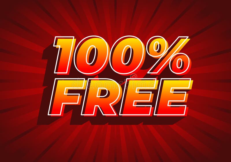 100 Free. Text Effect in Bold Font for Promotion Ads Stock Vector ...