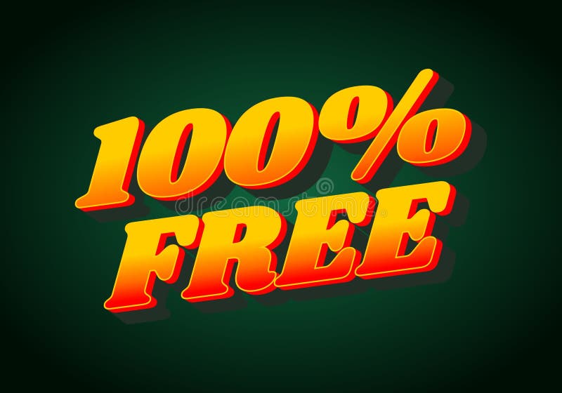 100 Free. Text Effect in Bold Font for Promotion Ads Stock Vector ...