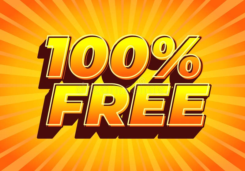 100 Free. Text Effect in Bold Font for Promotion Ads Stock Vector ...