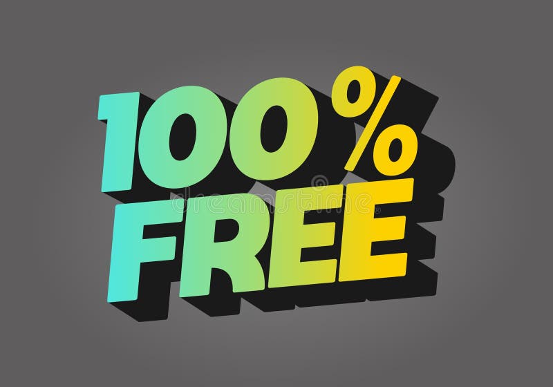 100 Free. Text Effect in Bold Font for Promotion Ads Stock Vector ...